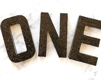 Silver Glitter Stand up ONE Letter Sign-first Birthday-photo | Etsy