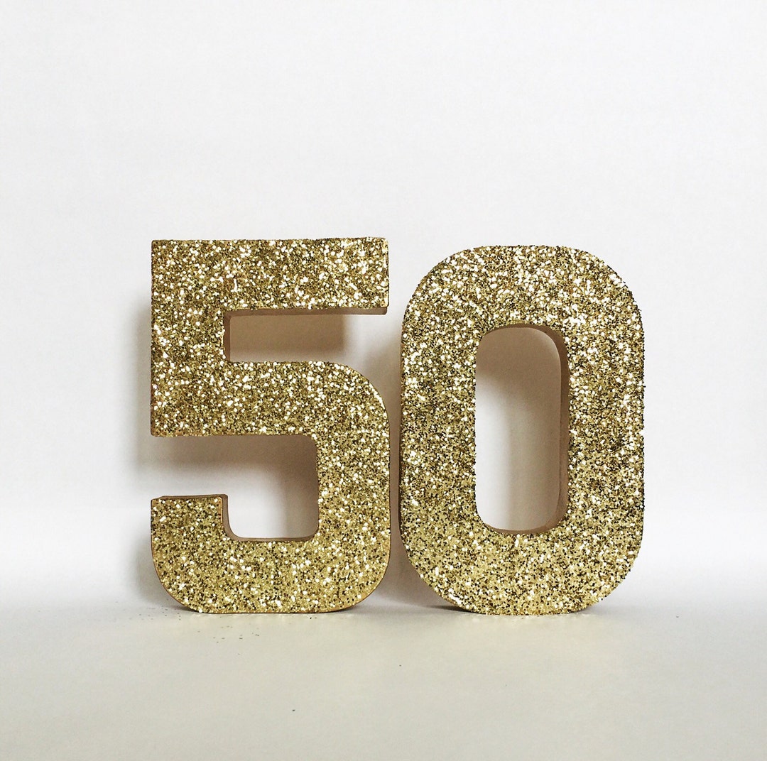 Silver Gold Glitter 50th Numbers-50 Birthday-anniversary-stand up Paper ...