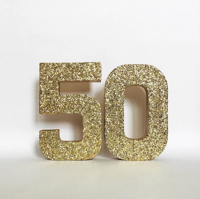 Silver Gold Glitter 50th Numbers-50 Birthday-anniversary-stand up Paper ...