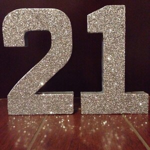 Silver Gold Glitter 21st Birthday-21 Bday-stand up Paper Mache Number ...