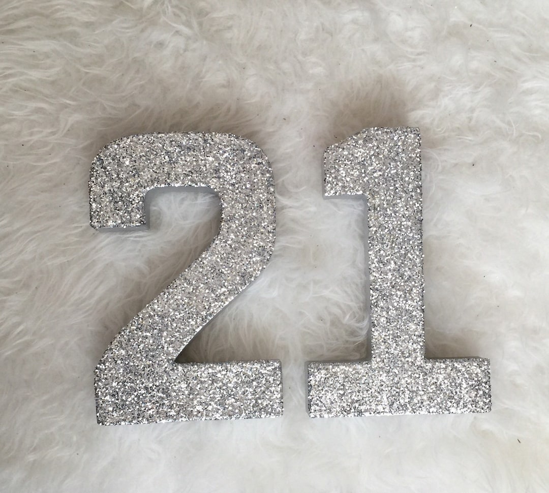 Silver Gold Glitter 21st Birthday-21 Bday-stand up Paper Mache Number ...