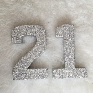 Silver Gold Glitter 21st Birthday-21 Bday-stand up Paper Mache Number ...