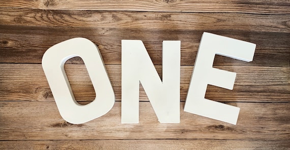 White Stand up ONE Letter Sign-first Birthday-photo Prop-party - Etsy