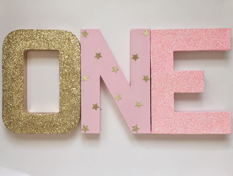 Pink and Silver Stand up one Letter Sign-first - Etsy