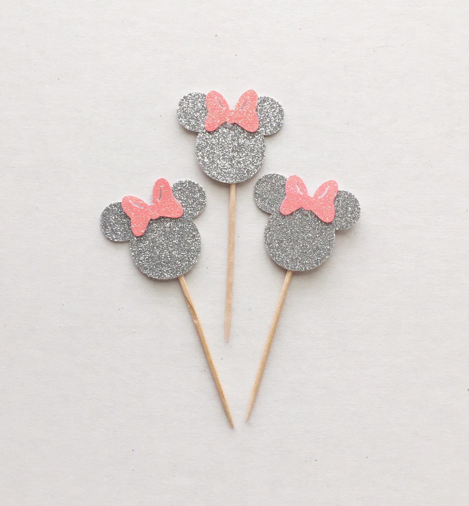 Minnie Mouse Glitter Cupcake Toppers Disney Birthday - Etsy