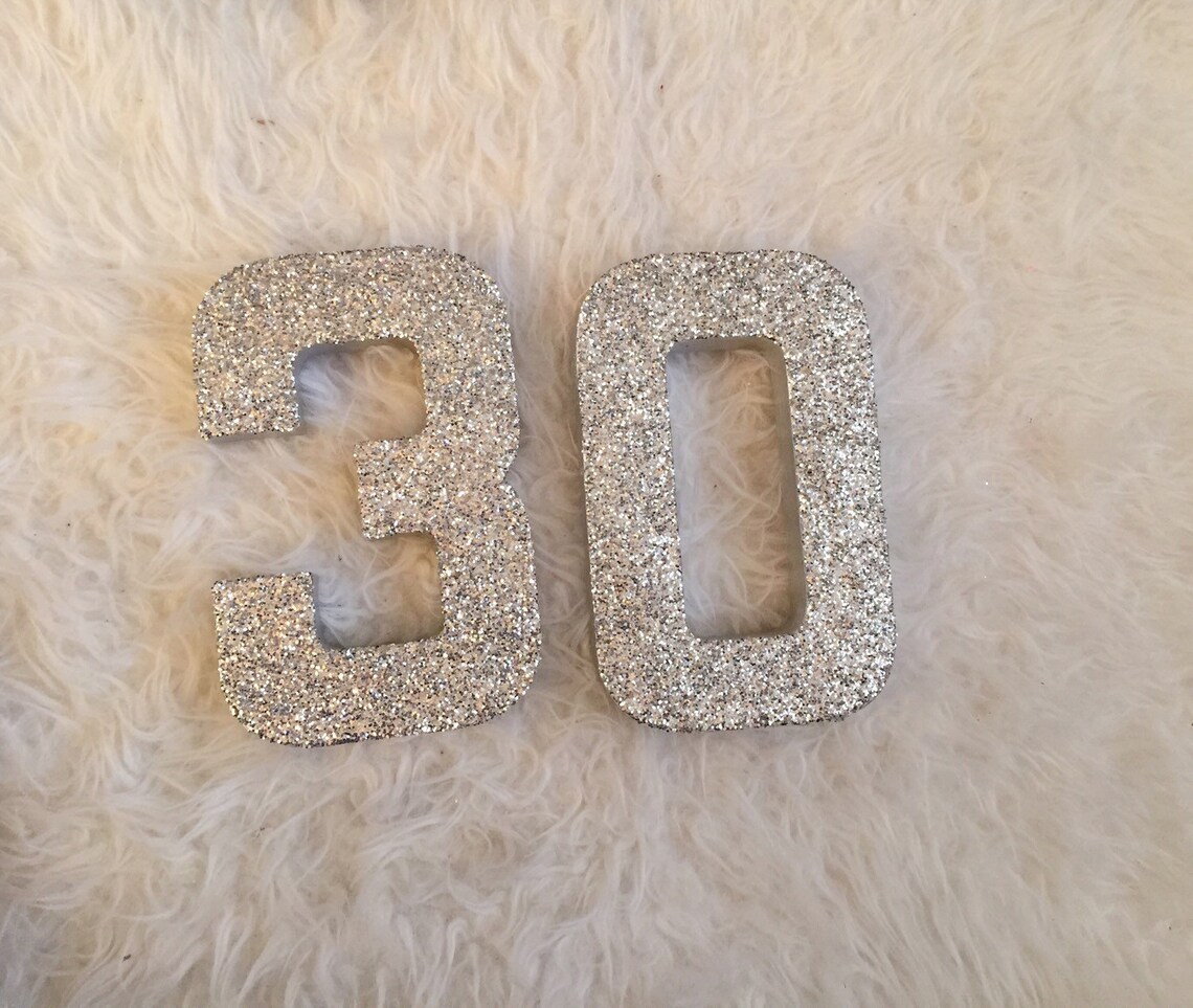 Silver Gold Glitter 30th Birthday Anniversary Stand up | Etsy
