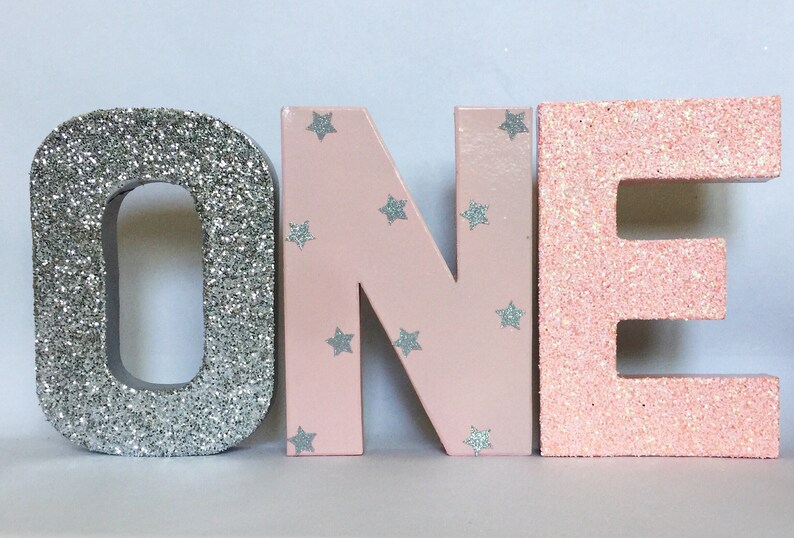 Pink and Silver Stand up one Letter Sign-first - Etsy