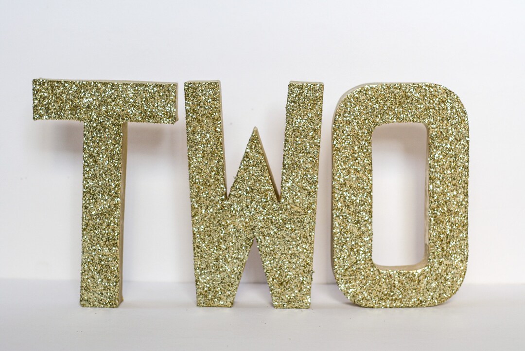 Gold Glitter Stand up TWO Letter Sign-2nd Birthday-photo Prop-party ...