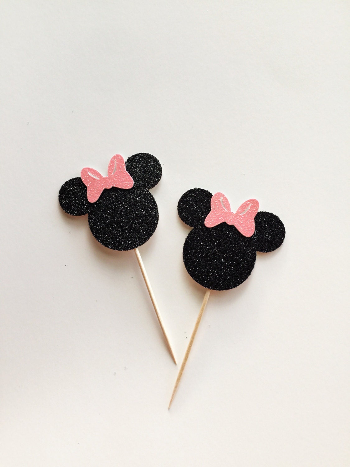 Minnie Mouse Glitter Cupcake Toppers Disney Birthday - Etsy