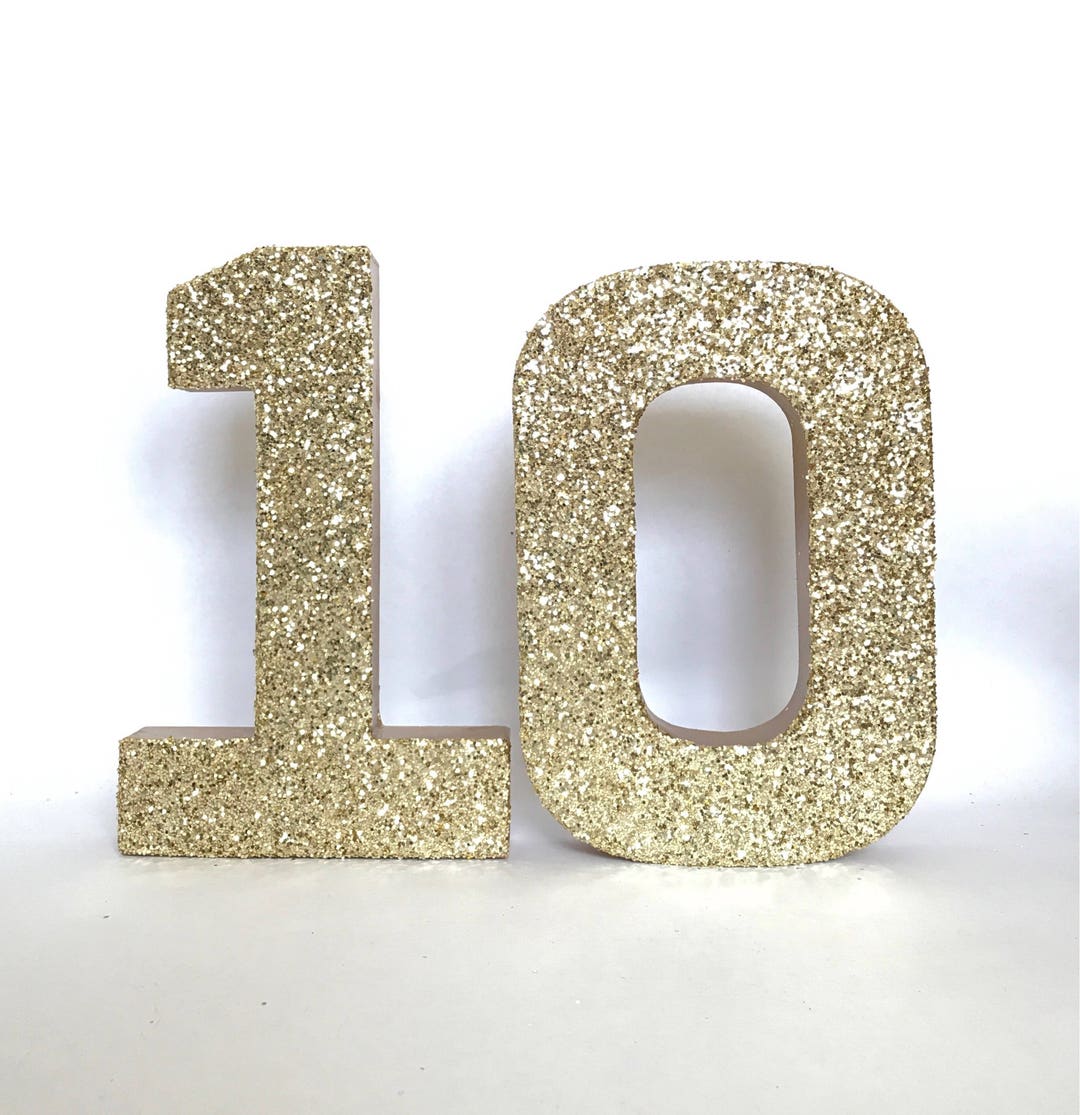 Silver Gold Glitter 10th Birthday-10-anniversary-stand up Paper Mache ...