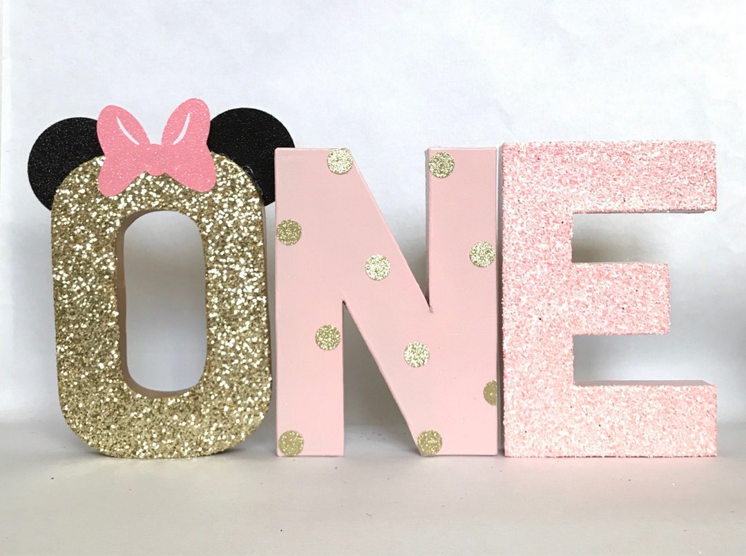 Minnie Mouse Glitter Stand up "one" Letter Sign- 1st First Birthday ...