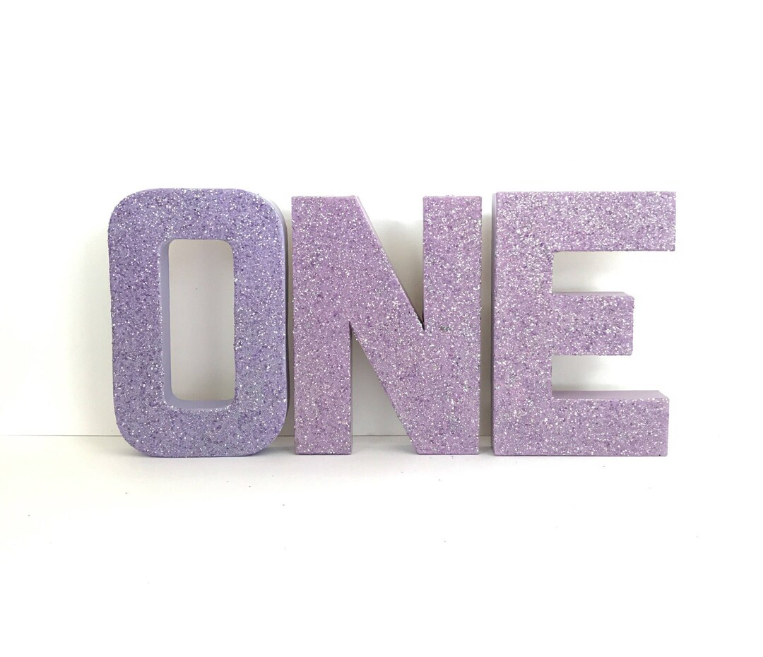 Lavender Glitter Stand up ONE Letter Sign-first Birthday-photo Prop ...