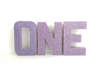 Pink Glitter Stand up ONE Letter Sign-first Birthday-photo | Etsy