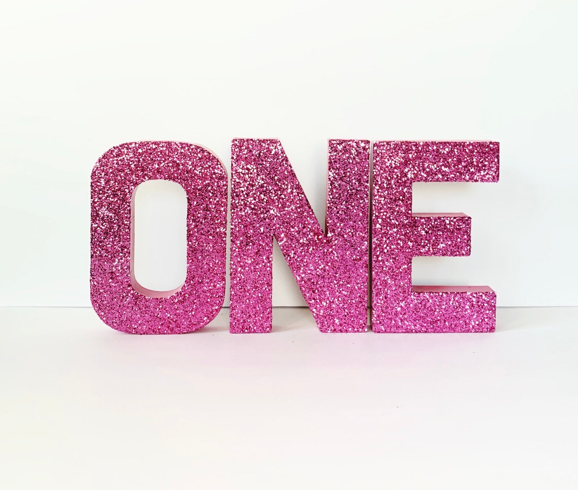 Silver Glitter Stand up ONE Letter Sign-1st First Birthday-photo Prop ...