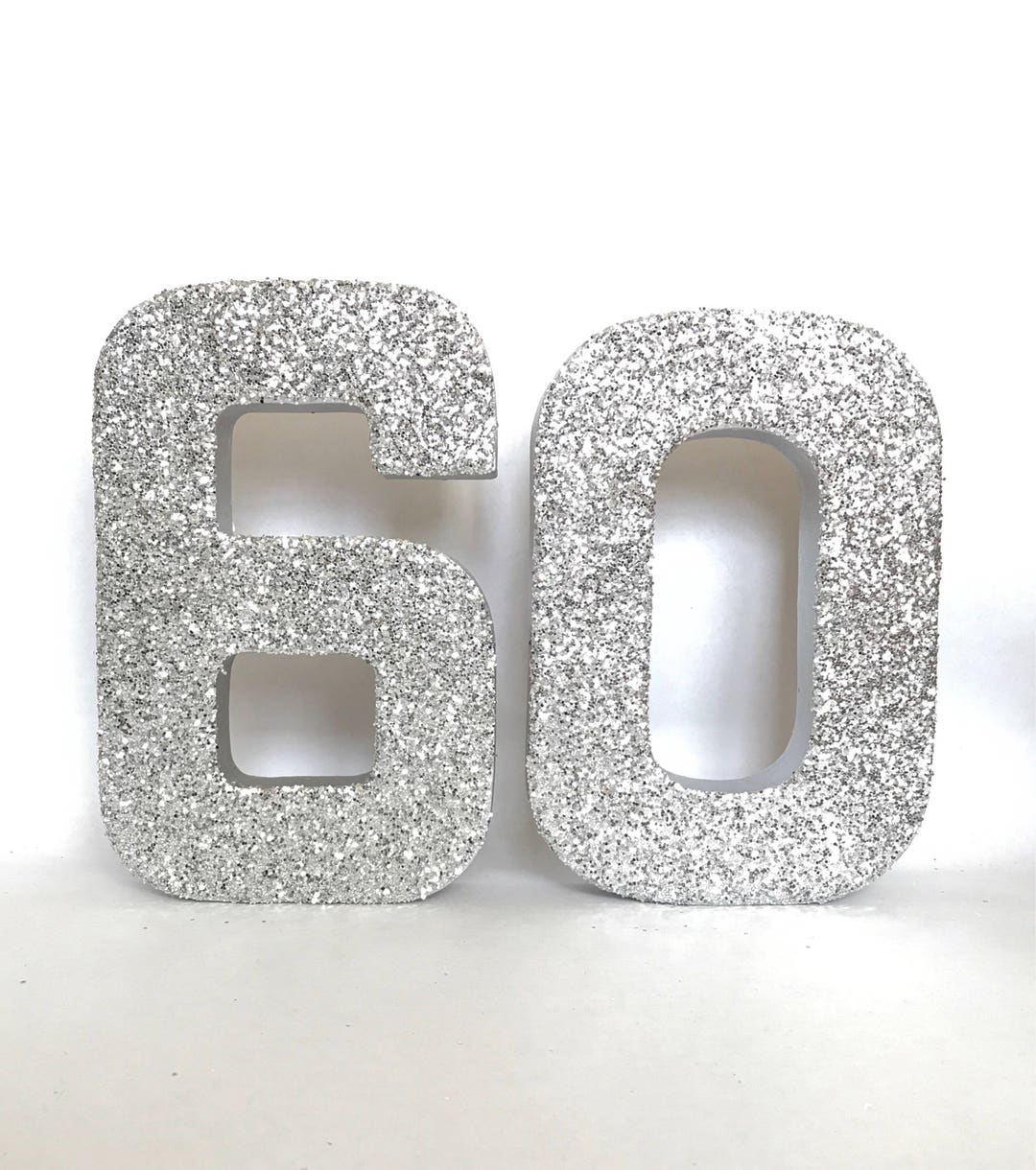 Silver Gold Glitter 60th Birthday-60-anniversary-stand up Paper Mache ...