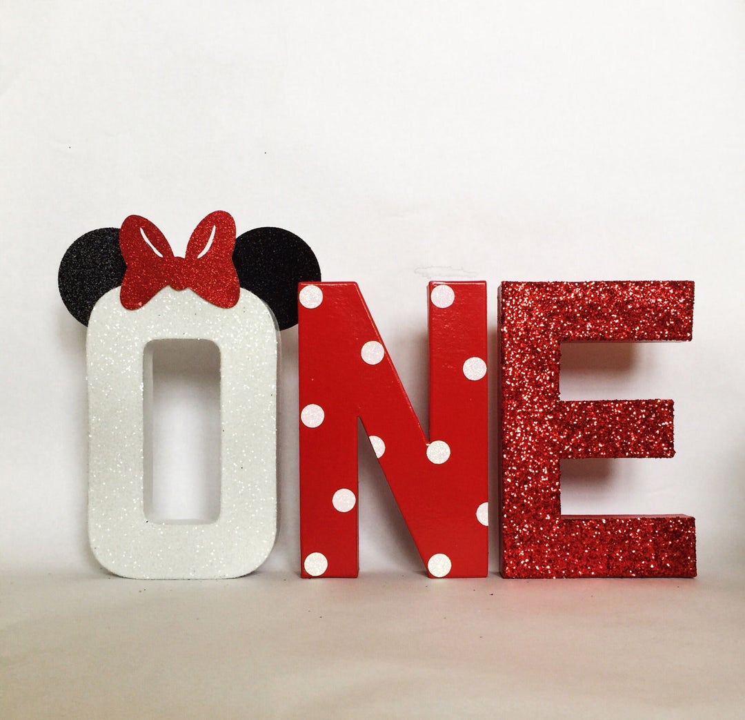 Minnie Mouse Glitter Stand up "one" Letter Sign-first Birthday-photo ...