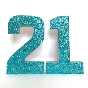 Silver Gold Glitter 21st Birthday-21 Bday-stand up Paper Mache Number ...