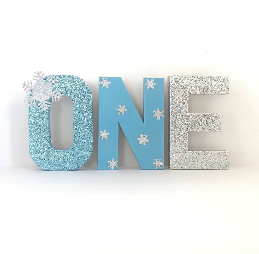 Blue & Silver Glitter Stand up "one" Letter Sign-first Birthday-photo ...