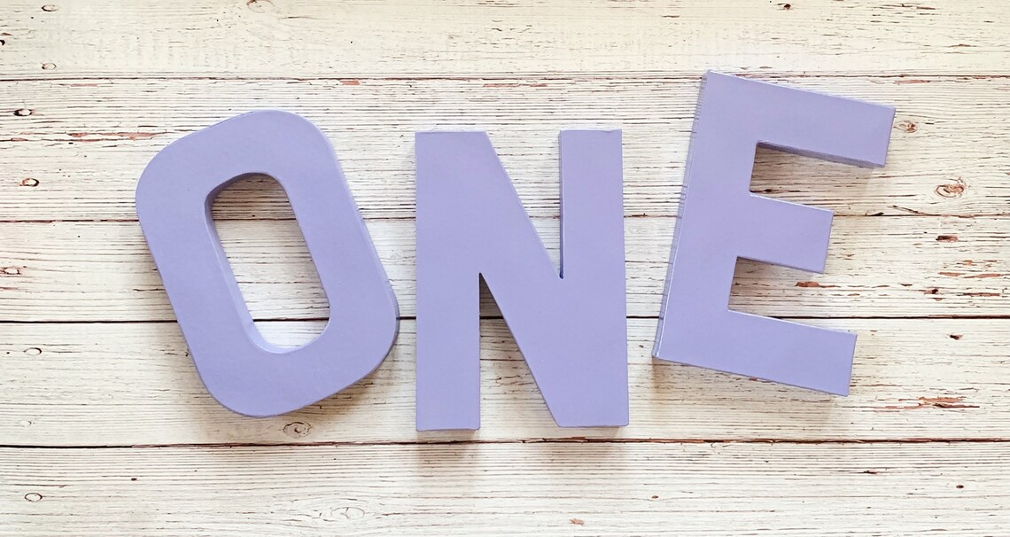 Lavender Purple Stand up ONE Letter Sign-1st First Birthday-photo Prop ...
