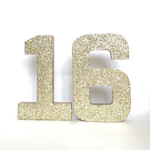 Sweet 16 Gold Silver Glitter Paper Mache Stand up Birthday Number-16th ...
