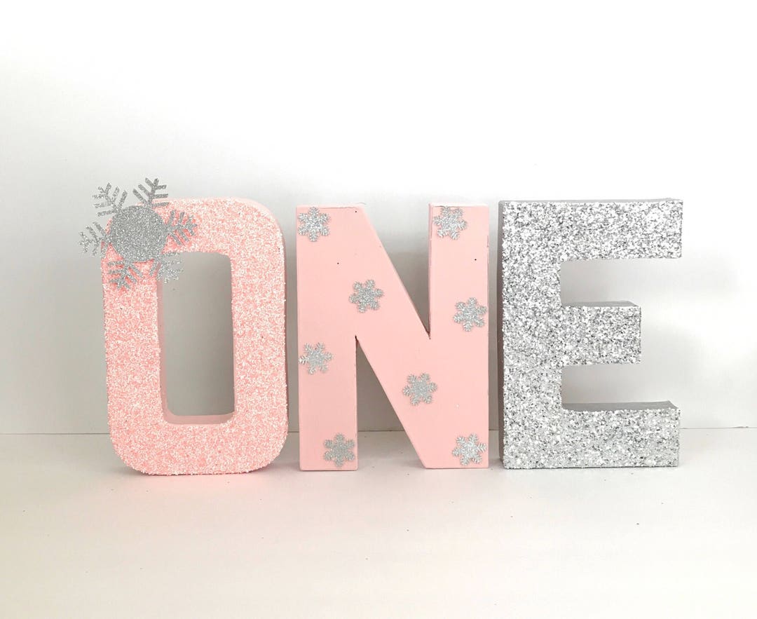 Pink & Silver Glitter Stand up "one" Letter Sign-first Birthday-photo ...