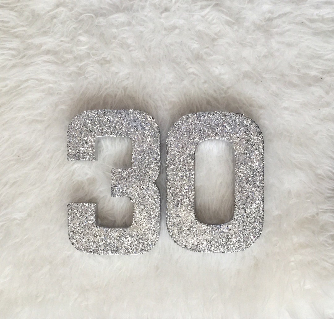 Silver Gold Glitter 30th-birthday-anniversary-stand up Paper Mache ...