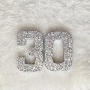 Silver Gold Glitter 30th-birthday-anniversary-stand up Paper Mache ...