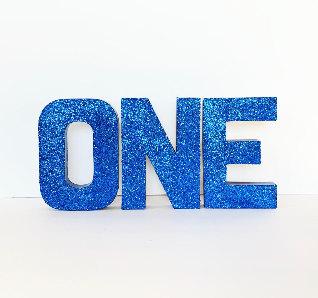 Blue Glitter Stand up ONE Letter Sign-first Birthday-photo Prop-party ...