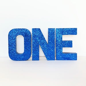 Blue Glitter Stand up ONE Letter Sign-first Birthday-photo Prop-party ...