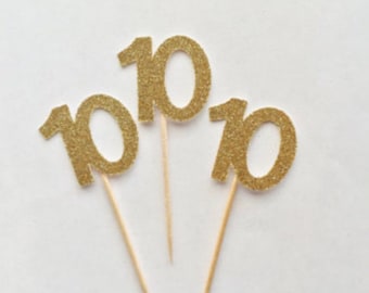 ANY NUMBER 10th Birthday Cupcake Toppers Number 10 Cupcake Topper ...