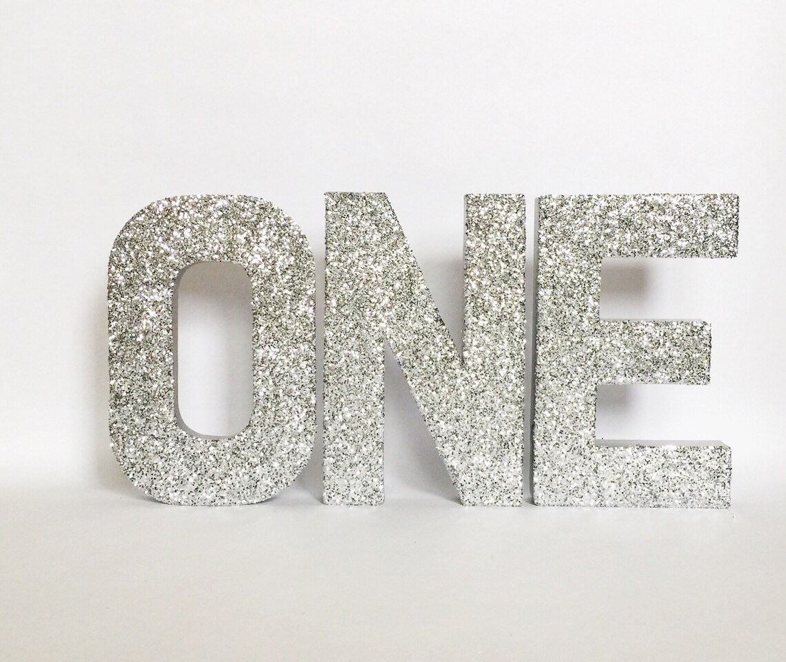 Blue Glitter Stand up ONE Letter Sign-first Birthday-photo Prop-party ...