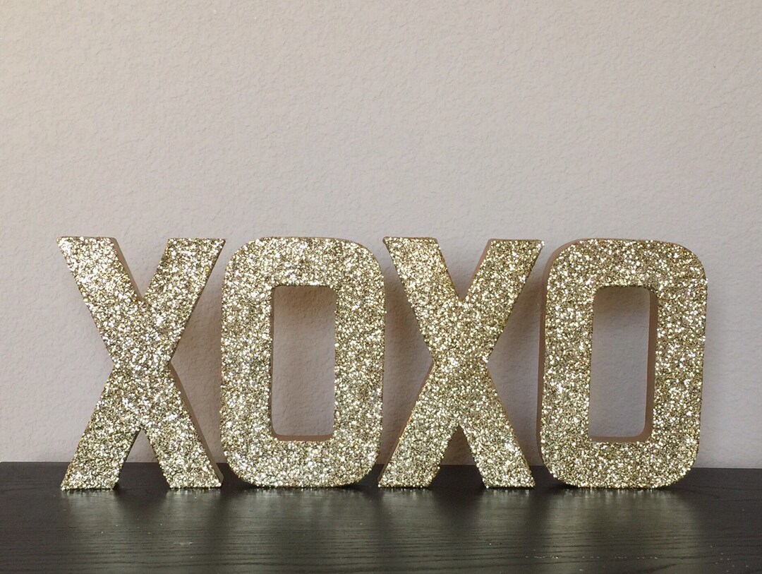 Gold/silver Glitter Stand up Paper Mache "xoxo" Sign-shower-engagement ...