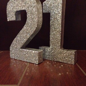 Silver Gold Glitter 21st Birthday-21 Bday-stand up Paper Mache Number ...
