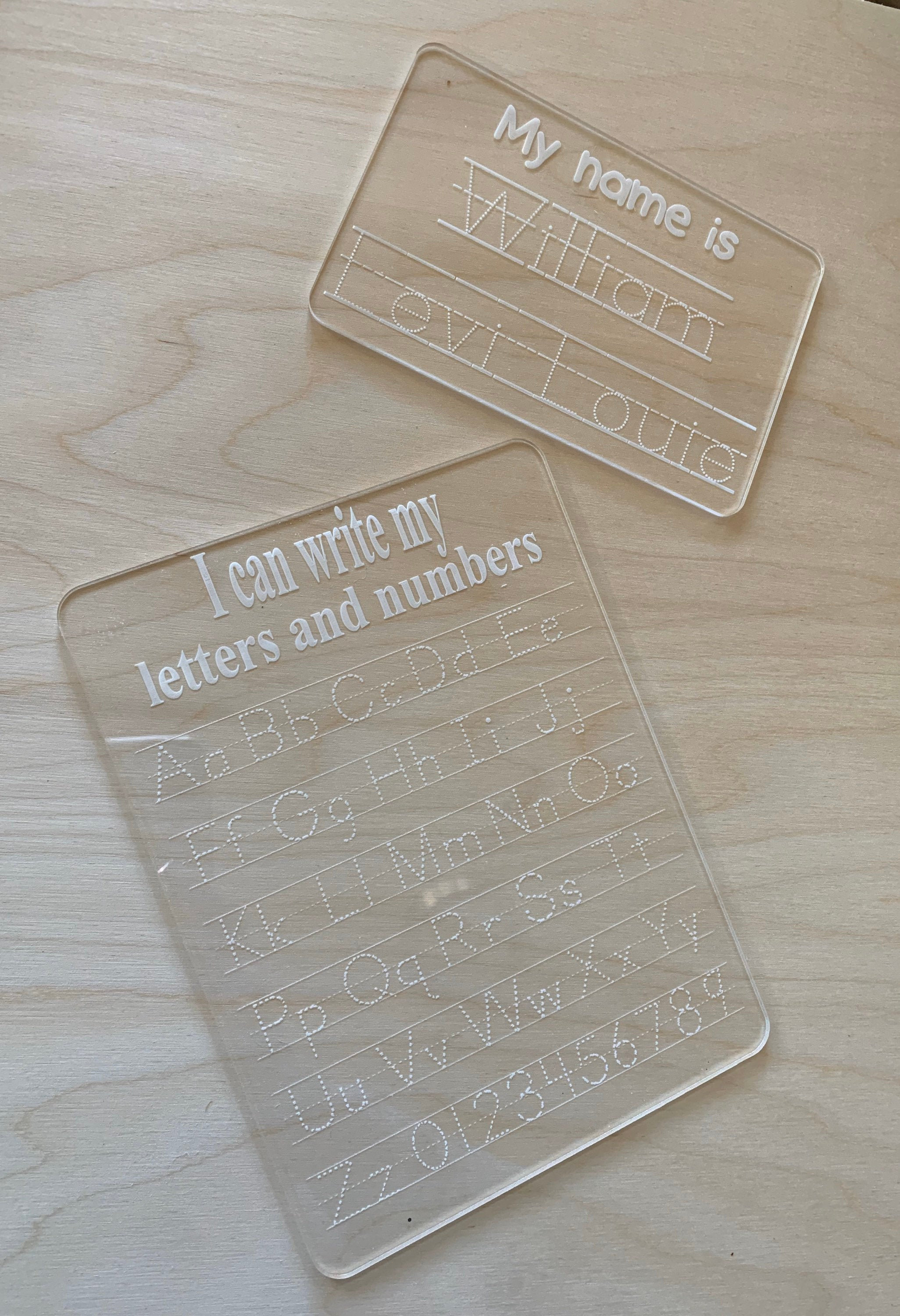 Letters, Numbers, Name Tracing Boards Acrylic-preschool Pre K ...