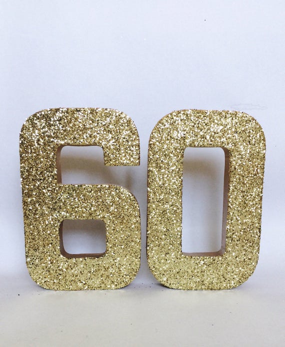 Silver Gold Glitter 60th Birthday 60 Anniversary Stand - Etsy