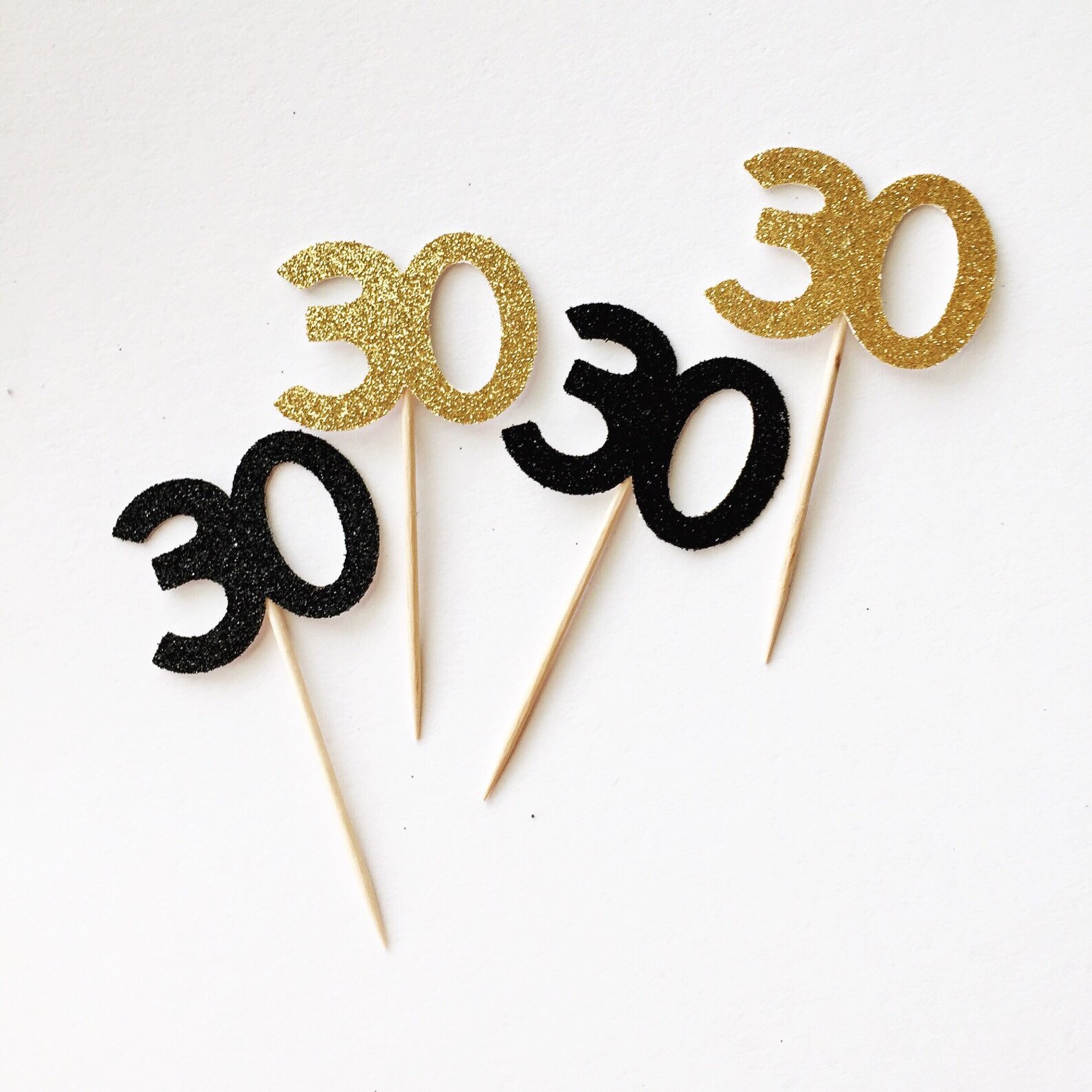 30th Glitter Cupcake Toppers Anniversary 30th Birthday | Etsy