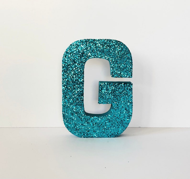 Blue Glitter Stand up Letter initial monogram wedding | Etsy