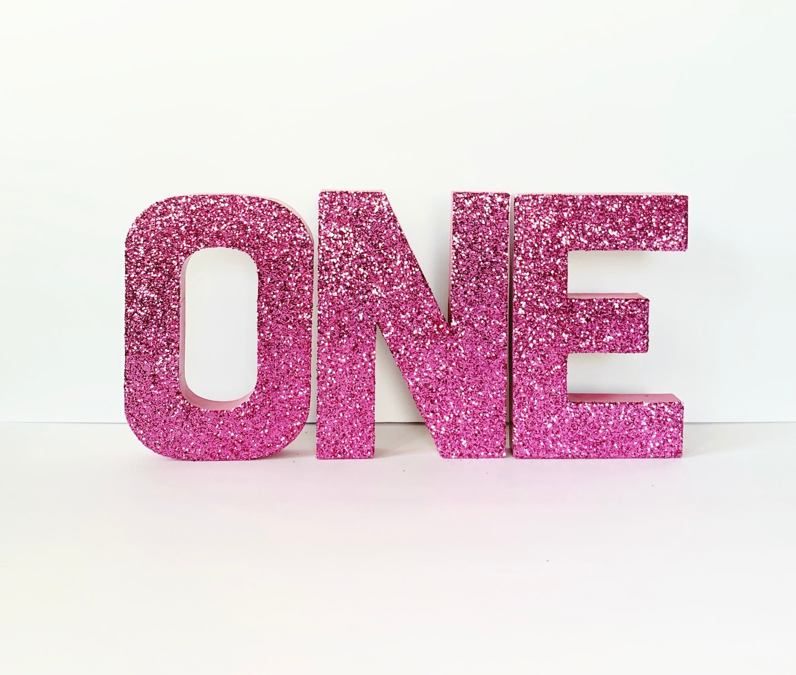 Pink Glitter Stand up ONE Letter Sign-first Birthday-photo - Etsy