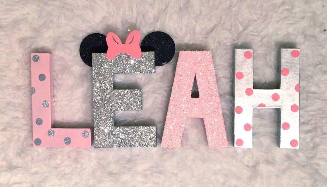 Minnie Mouse Glitter Stand up Name Letters-grl Photo Prop-party Decor ...
