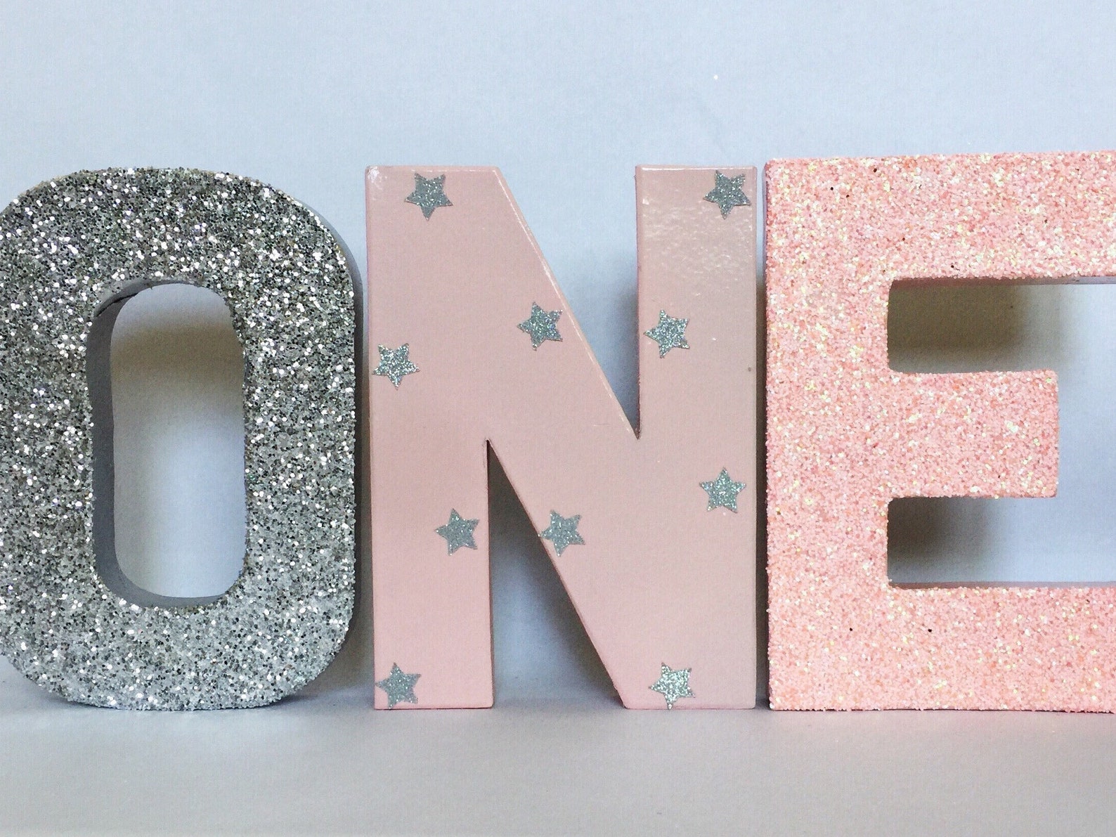 Pink & Silver Stand up "one" Letter Sign-first Birthday-photo Prop ...