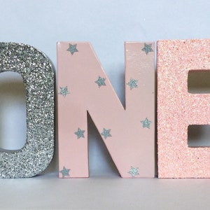Pink & Silver Stand up "one" Letter Sign-first Birthday-photo Prop ...
