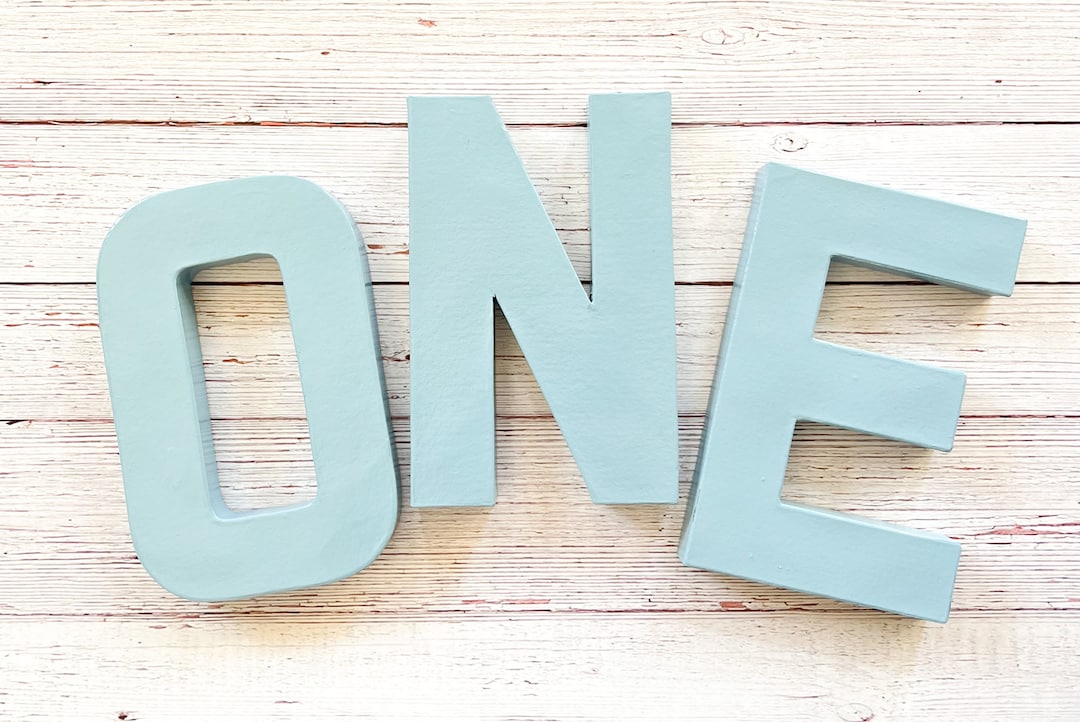 Light Blue Stand up ONE Letter Sign-first Birthday-photo Prop-party ...