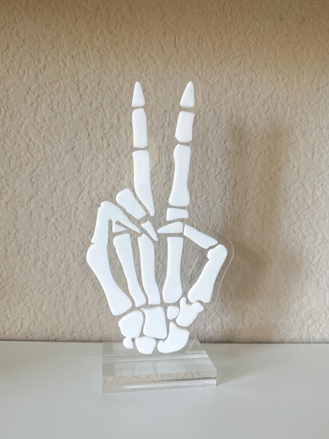Acrylic Skeleton Peace Hand Sign-3d Halloween Decor-bones-chic-deuces ...