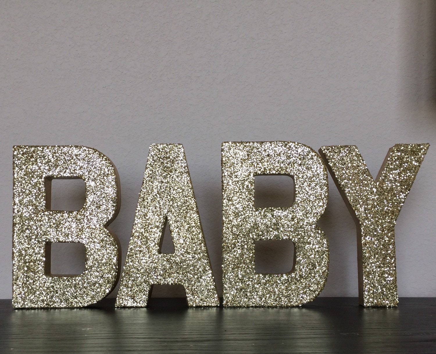 Gold/Silver Glitter Stand Up Paper Mache BABY Sign | Etsy