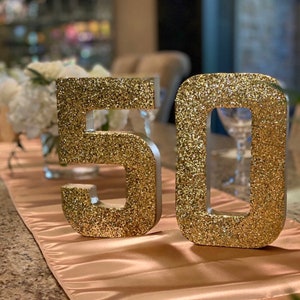 Silver Gold Glitter 50th Numbers-50 Birthday-anniversary-stand up Paper ...