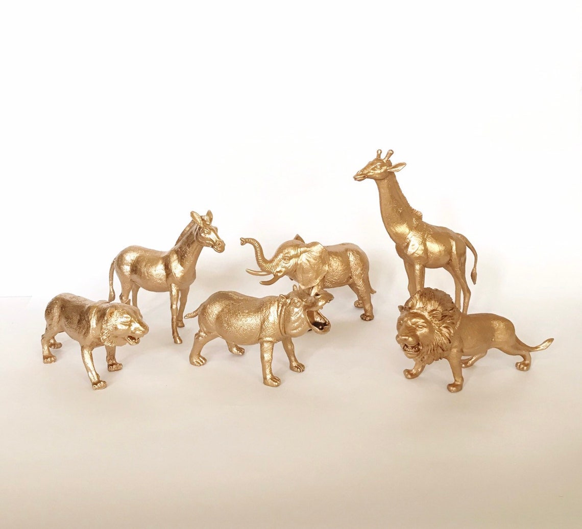 Gold Silver Metallic Animals-safari - Etsy