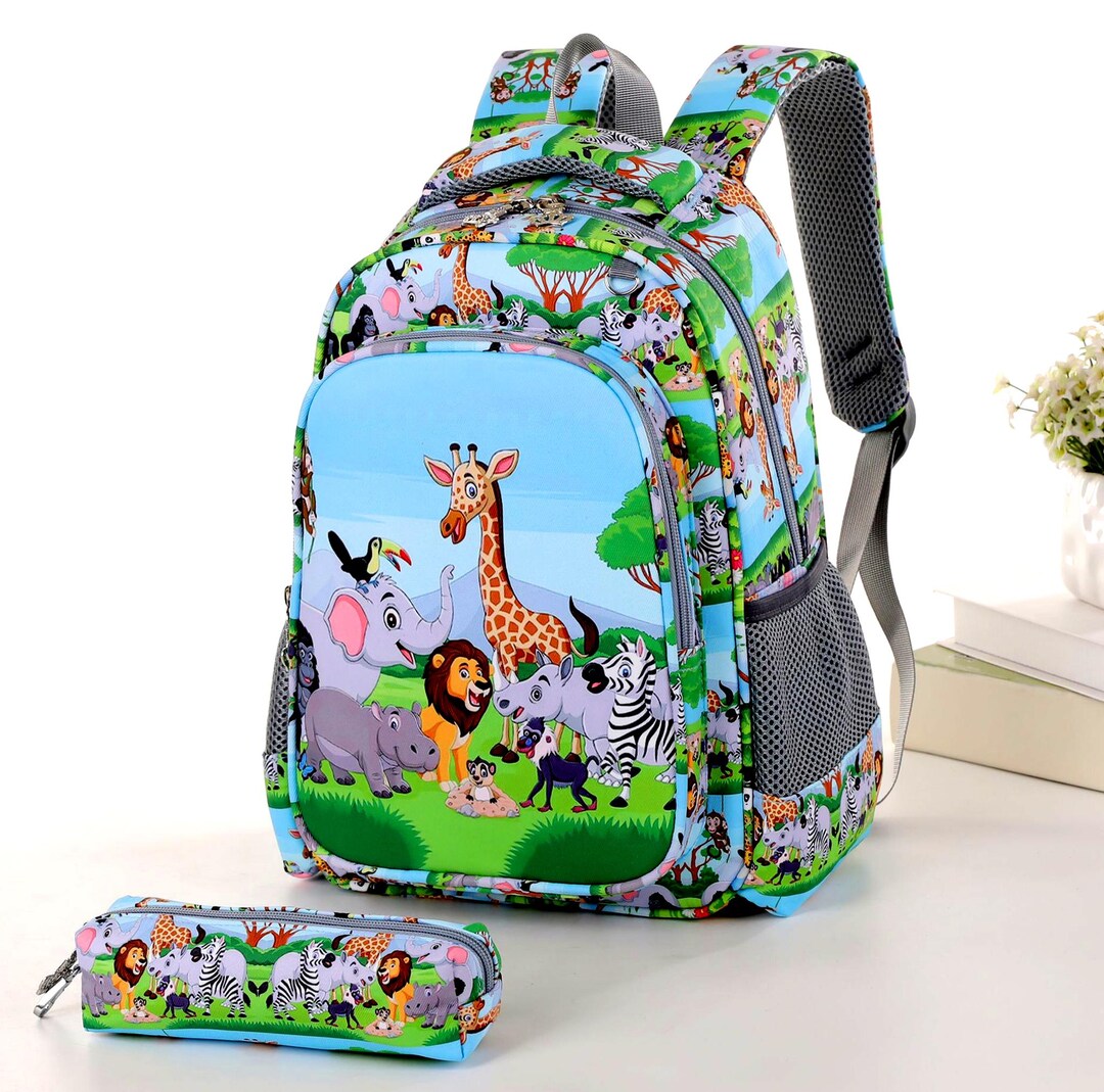 Kids School Backpack With Matching Pencil Case for Boys Girls Wild ...