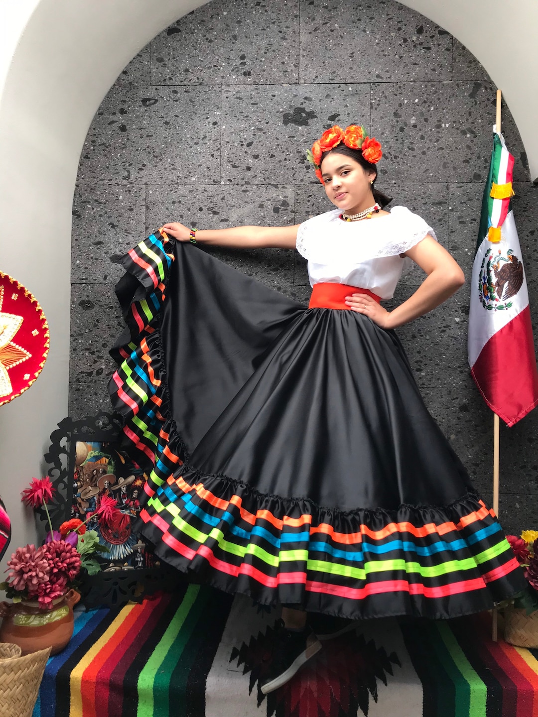 Handmade Black Mexican Skirt: Boho Coco Theme Party - Etsy