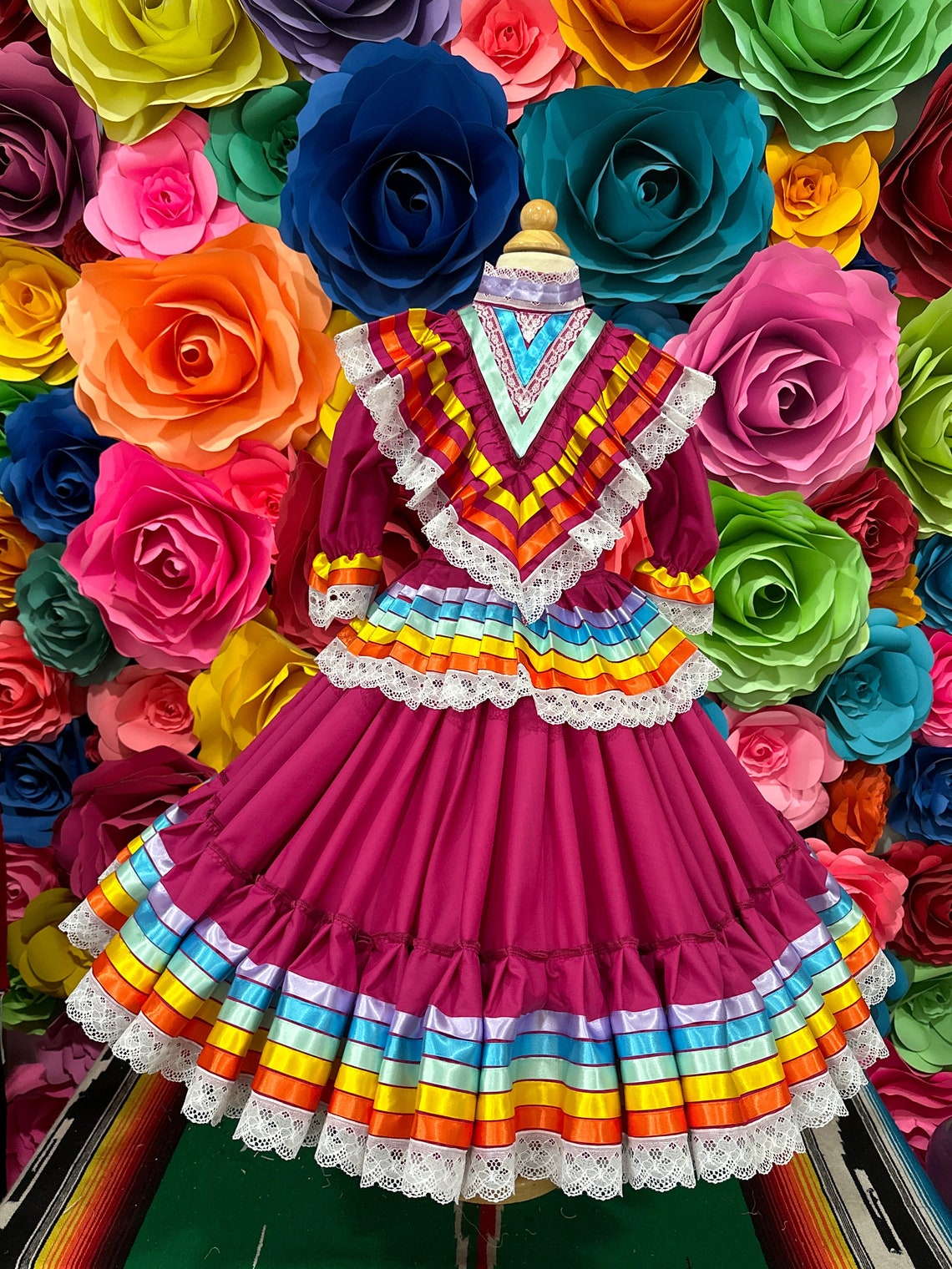 Red Mexican Jalisco Dress: Folklorico Dance Outfit, Size 6 - Etsy