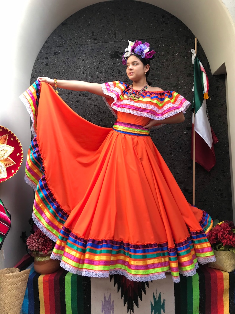 Mexican Jalisco Dress: Adult Size S, Ribbon Trim, Fiesta Costume - Etsy